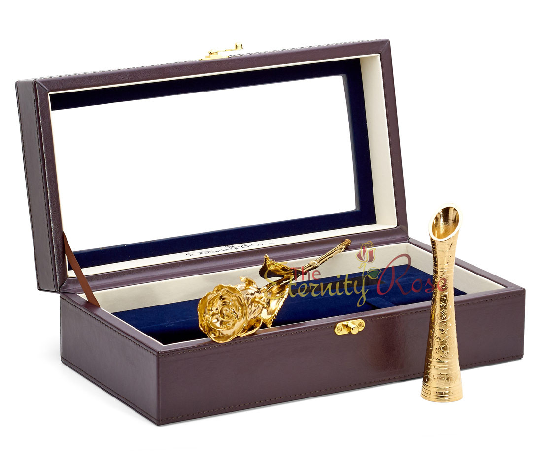 Gifts for Her-Gold Dipped Rose & Vase Set